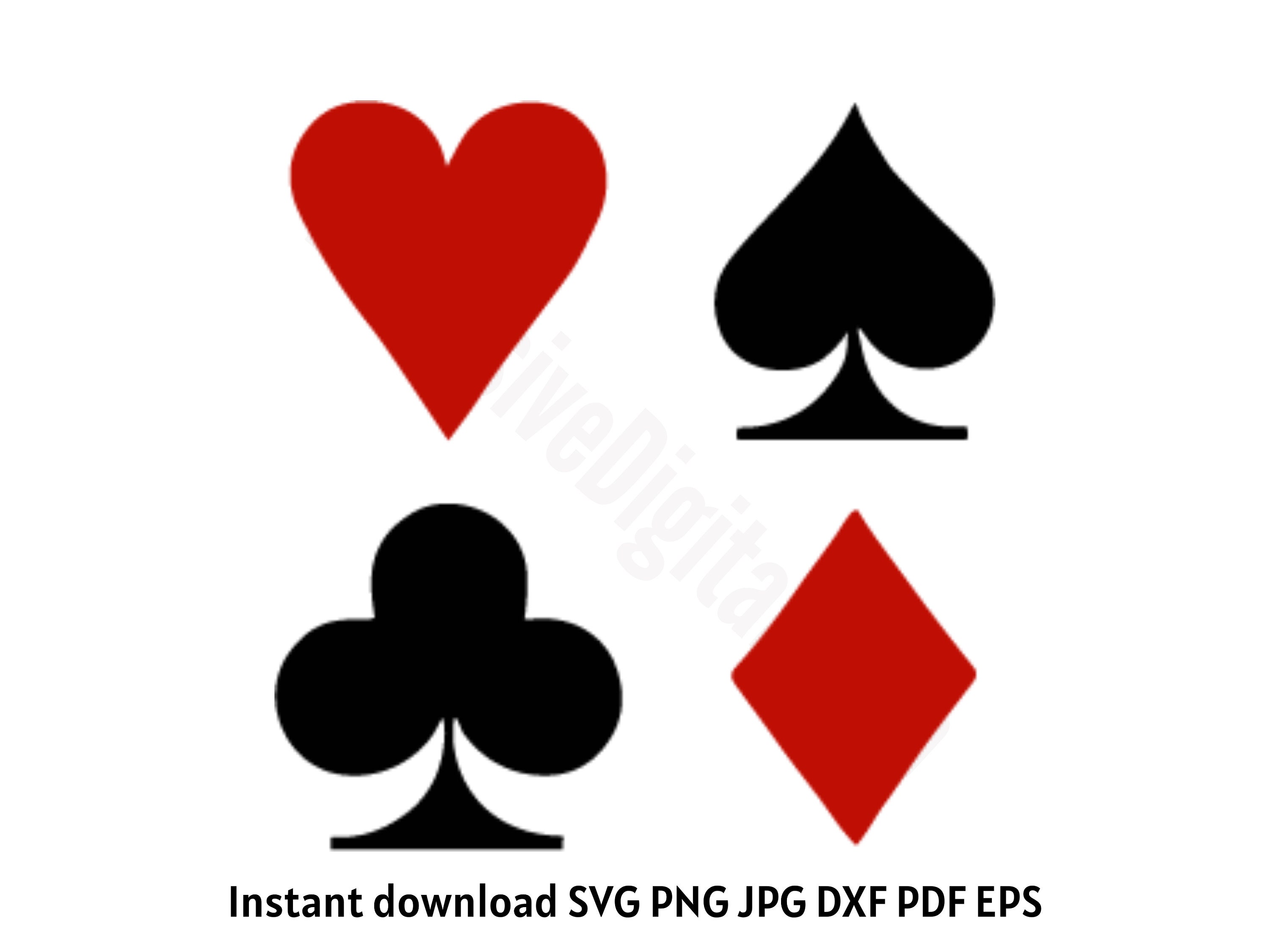 Play Card Suits SVG PNG JPG Dxf Pdf Eps Digital Download - Etsy