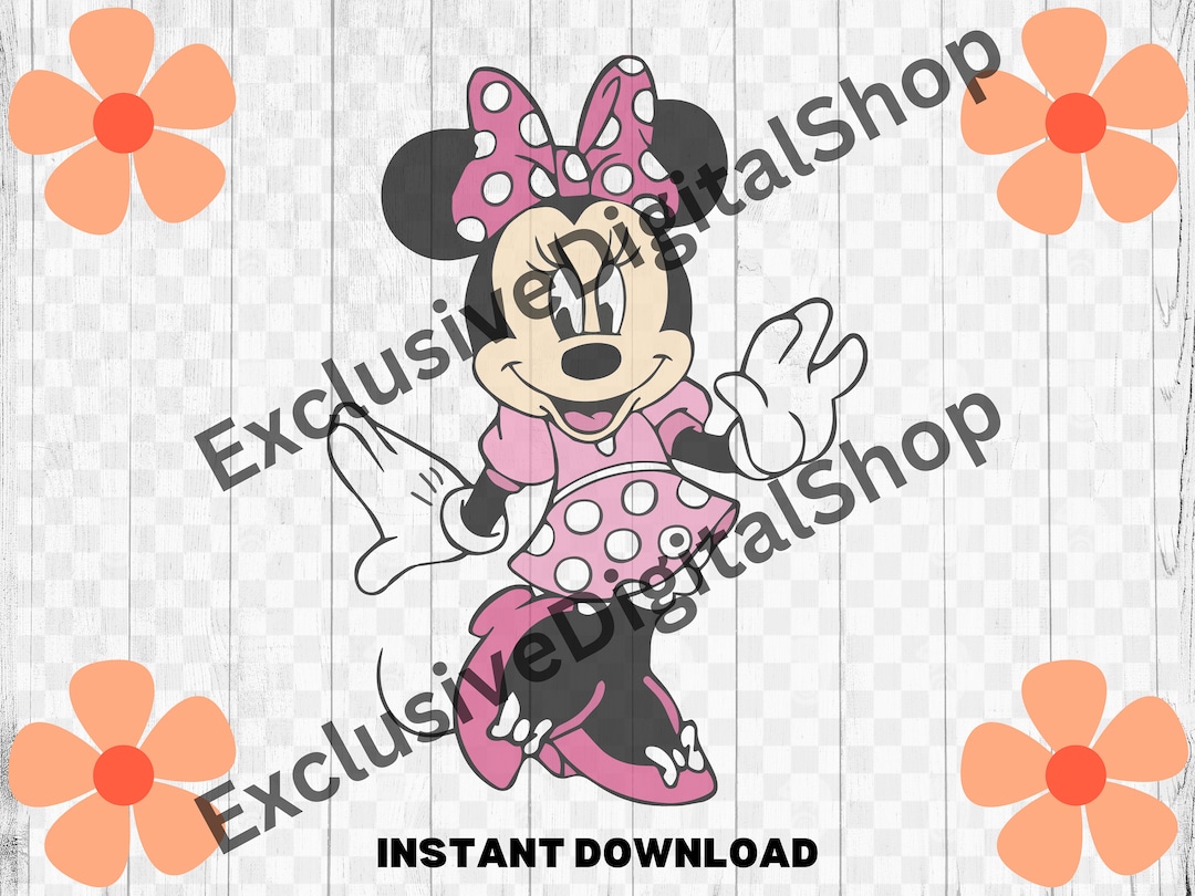 Minnie Mouse Pink Dress SVG | Polka Dot Cartoon, Cute Girl Mouse ...