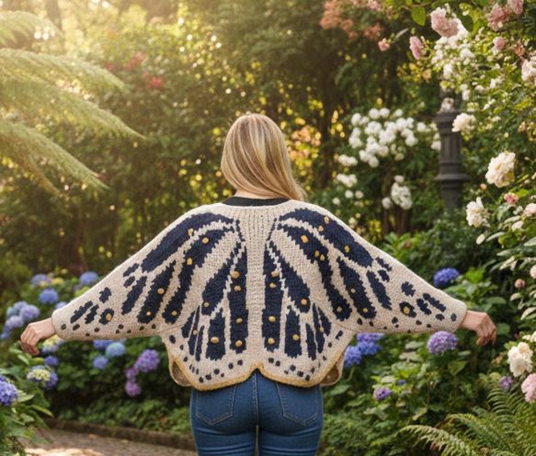 Monarch Butterfly Crochet Cardigan Pattern PDF | Oversized Winged ...