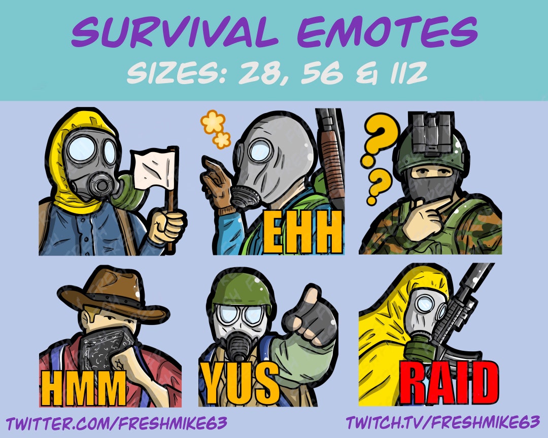 Survival Emotes | Zombie Emotes | Open World Emotes | Twitch Emote ...