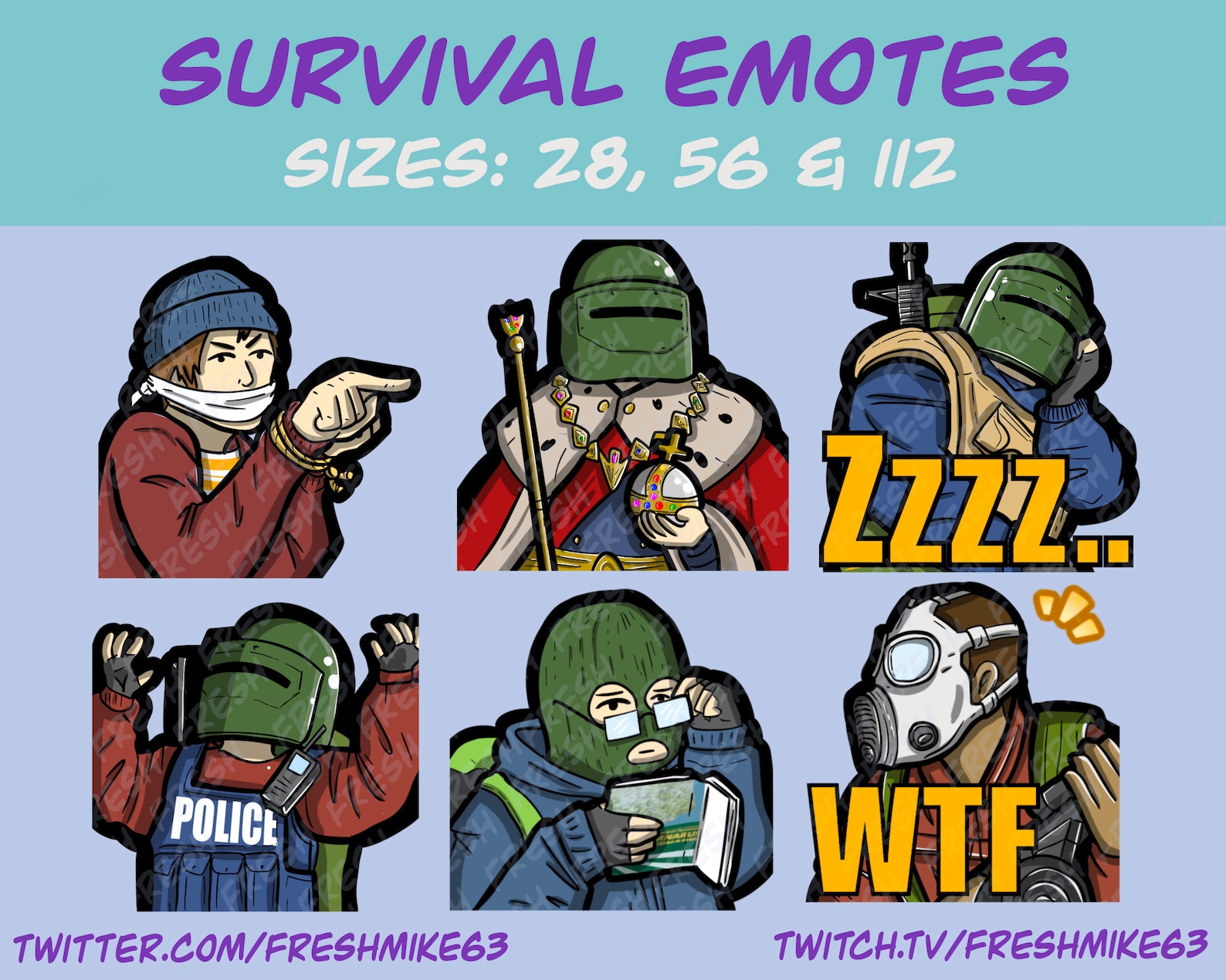 Survival Emotes | Zombie Emotes | Open World Emotes | Twitch Emote ...