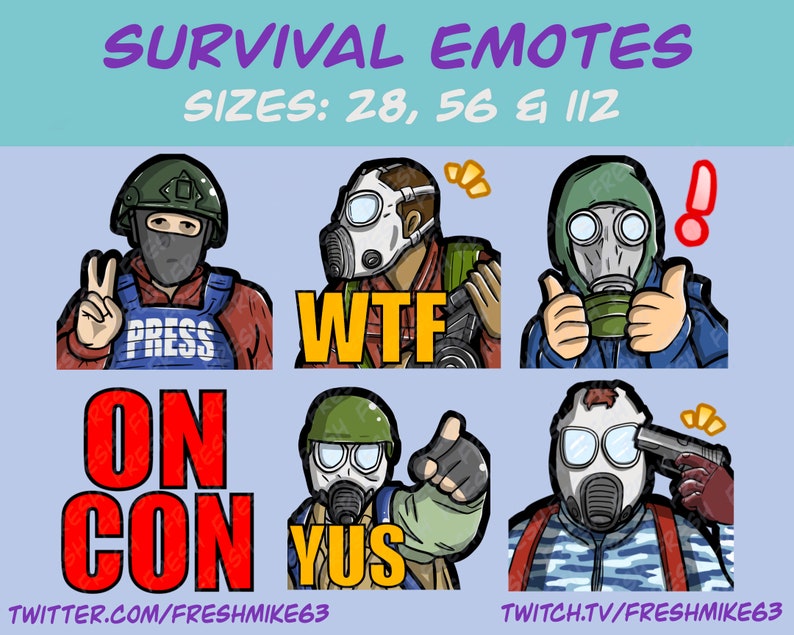 Survival Emotes | Zombie Emotes | Open World Emotes | Twitch Emote ...