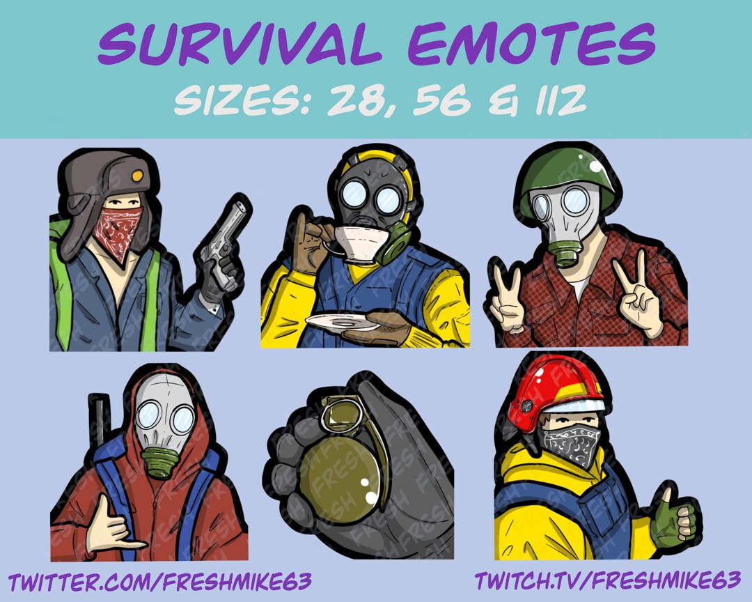 Survival Emotes | Zombie Emotes | Open World Emotes | Twitch Emote ...