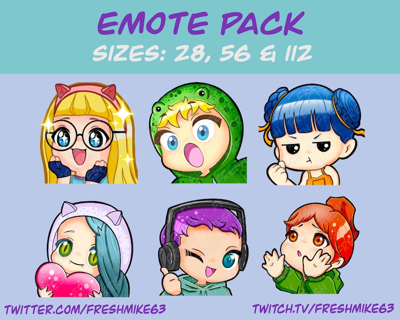 Twitch Emote Pack , Cute Emotes, Cute Chibi Style, Twitch Emotes ...