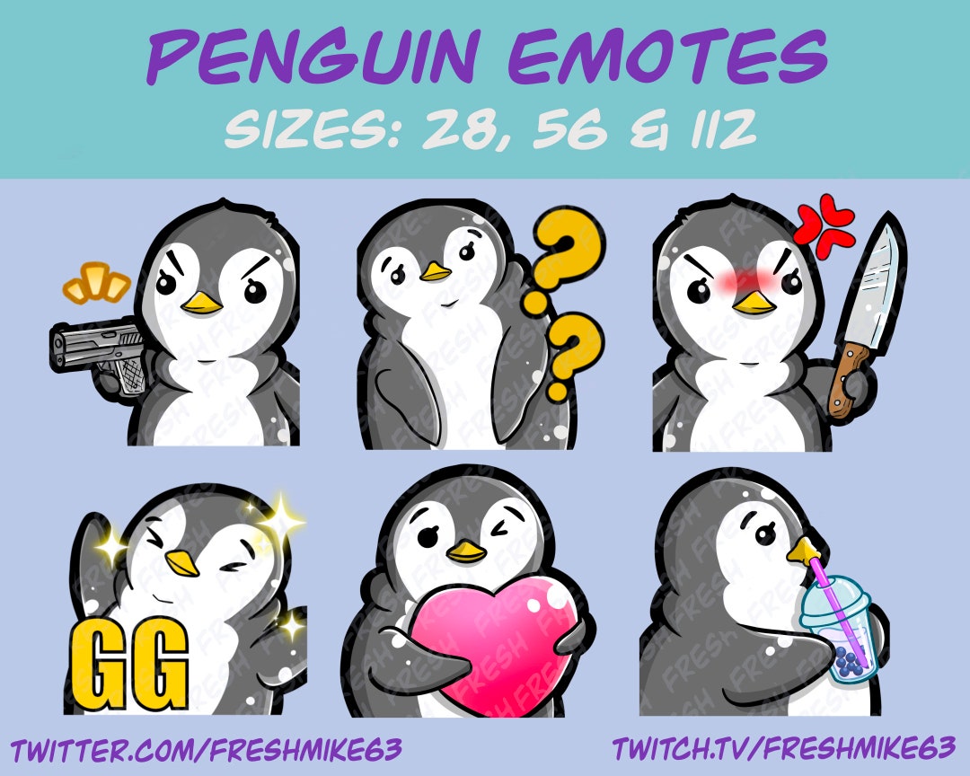 Penguin Emotes | Cute Emotes | Twitch Emote | Youtube Emote | Discord ...