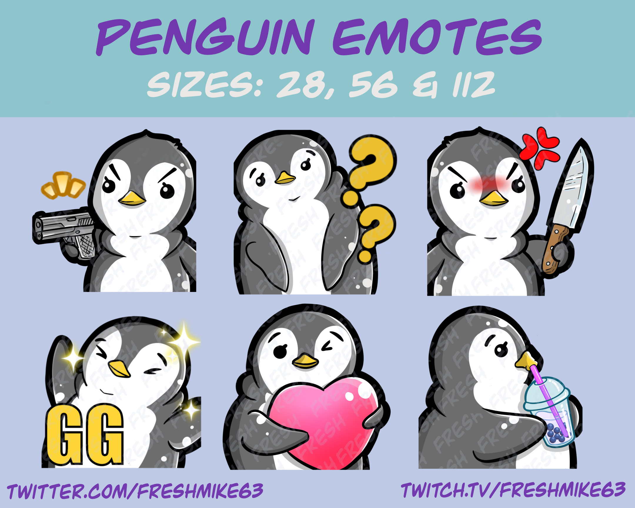Penguin Emotes | Cute Emotes | Twitch Emote | Youtube Emote | Discord ...