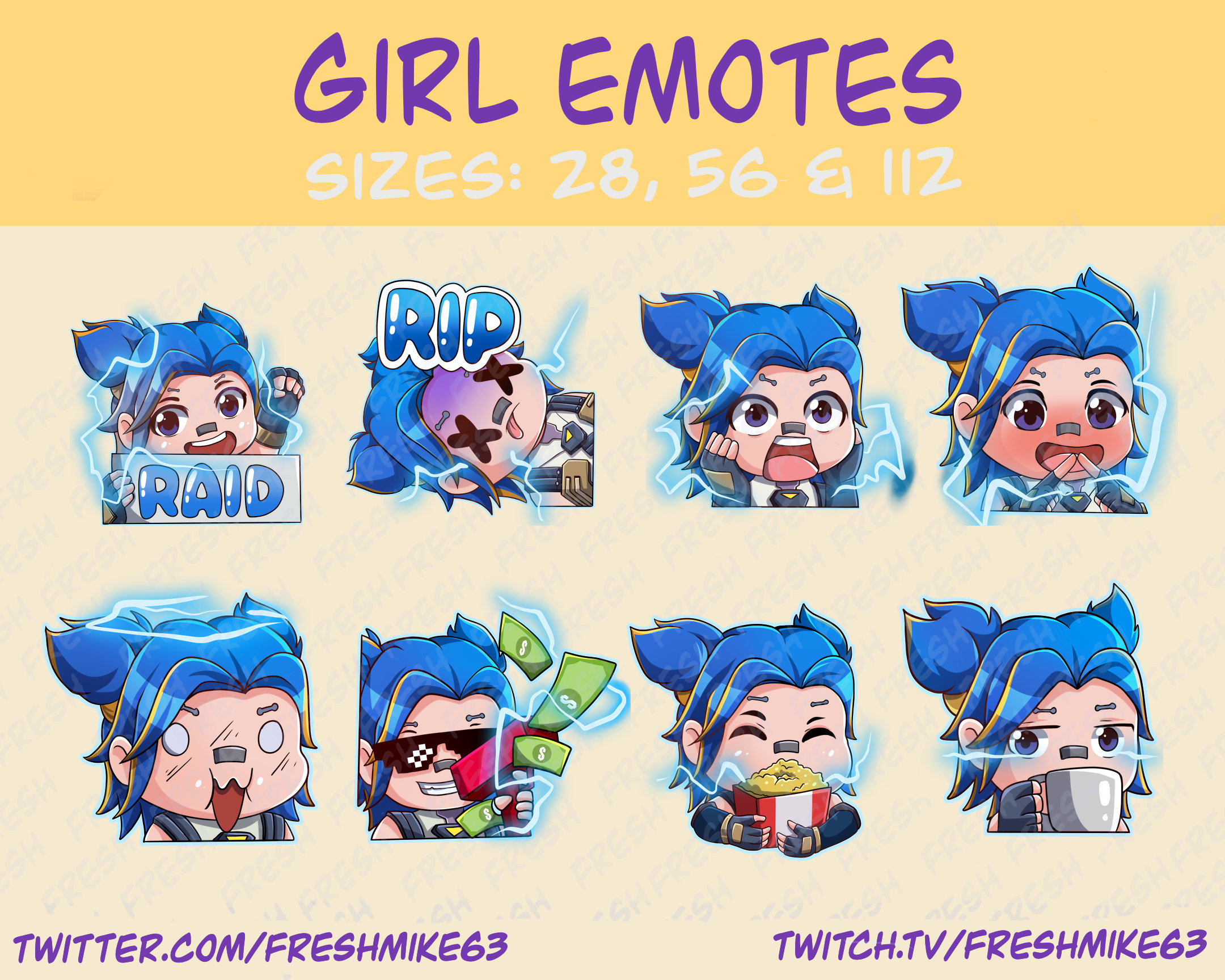 Girl Emotes | Neon Emotes | Emotes | Twitch Emote | Youtube Emote ...