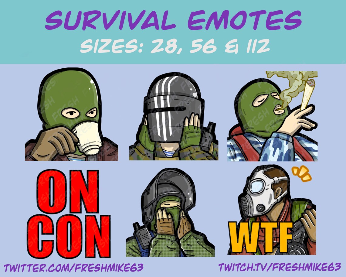 Survival Emotes | Zombie Emotes | Open World Emotes | Twitch Emote ...