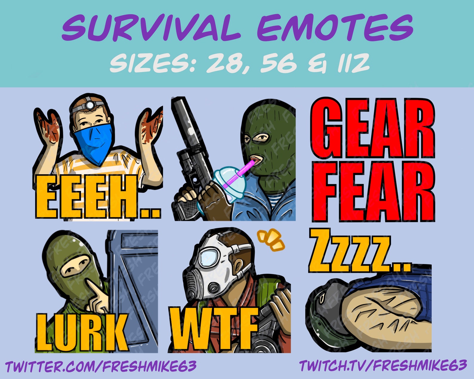 Survival Emotes | Zombie Emotes | Open World Emotes | Twitch Emote ...