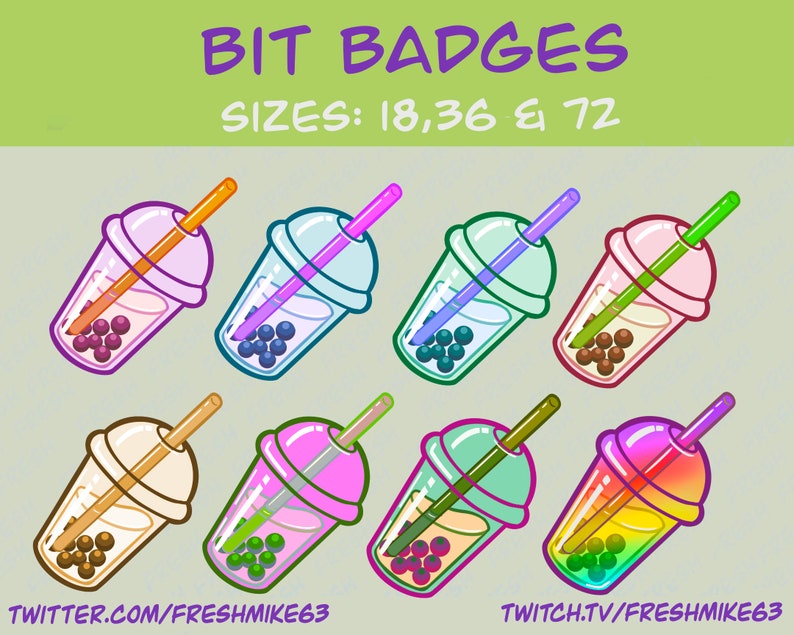 Bubble Tea Badges | Boba Tea | Bit Badges | Twitch Badges | Sub Badges ...