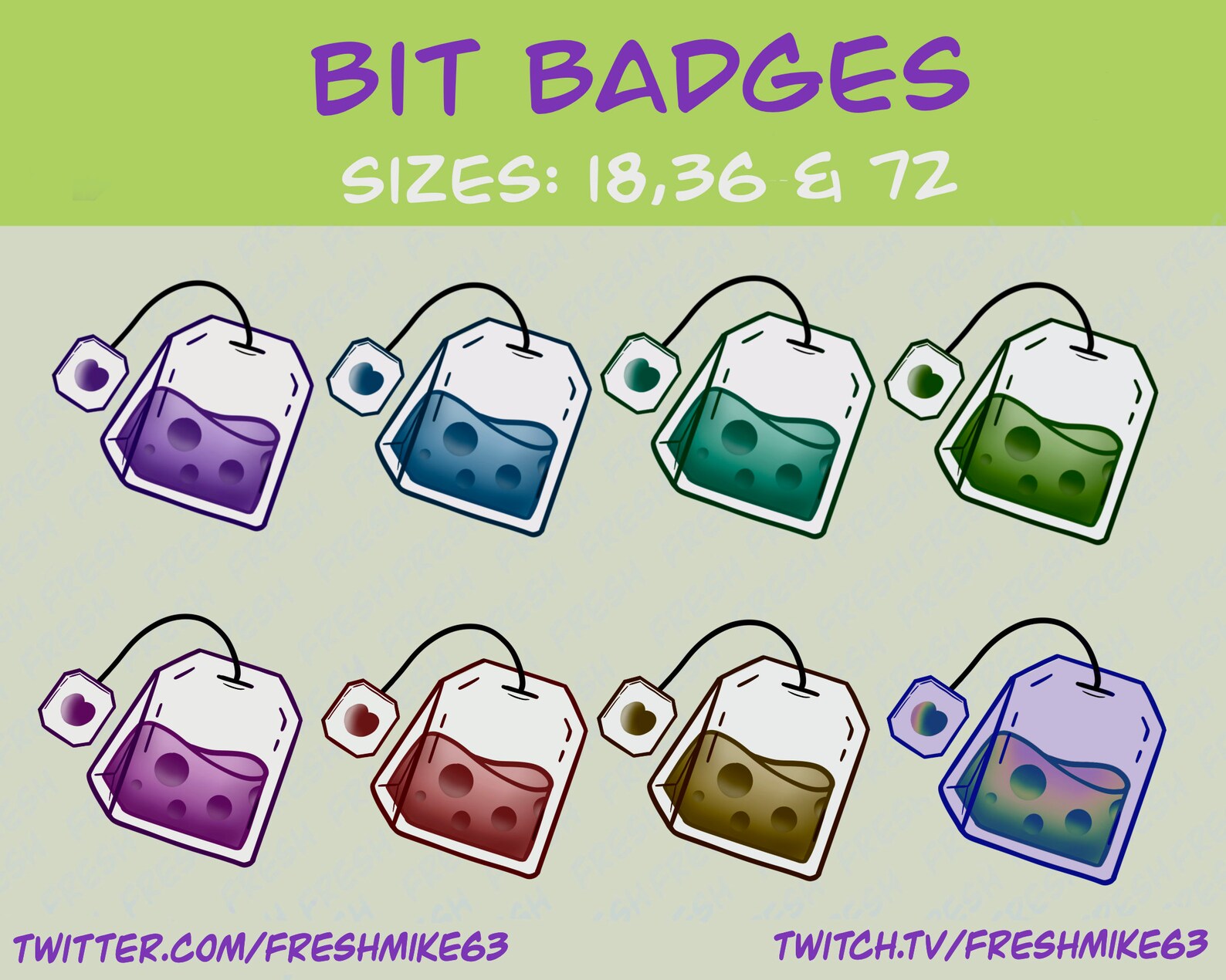 Tea Bag Badges | Bit Badges | Twitch Badges | Sub Badges | Twitch Emote ...