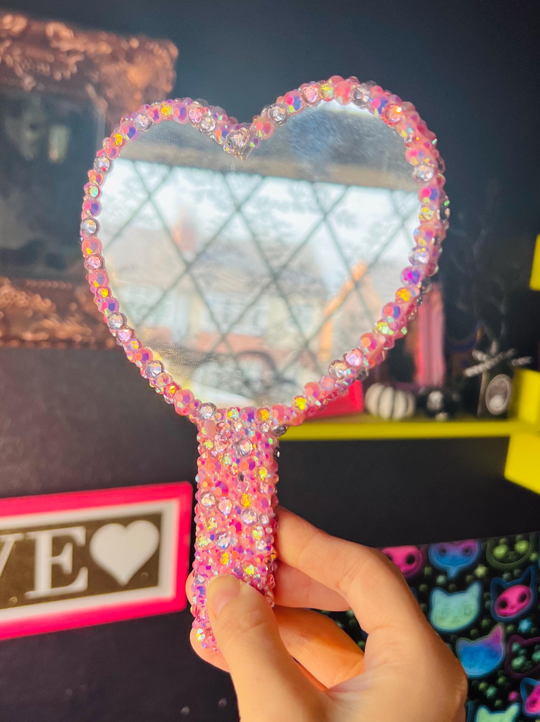Heart Shaped Mirror Decorated With Exquisite Lilac and Pink Luna ...