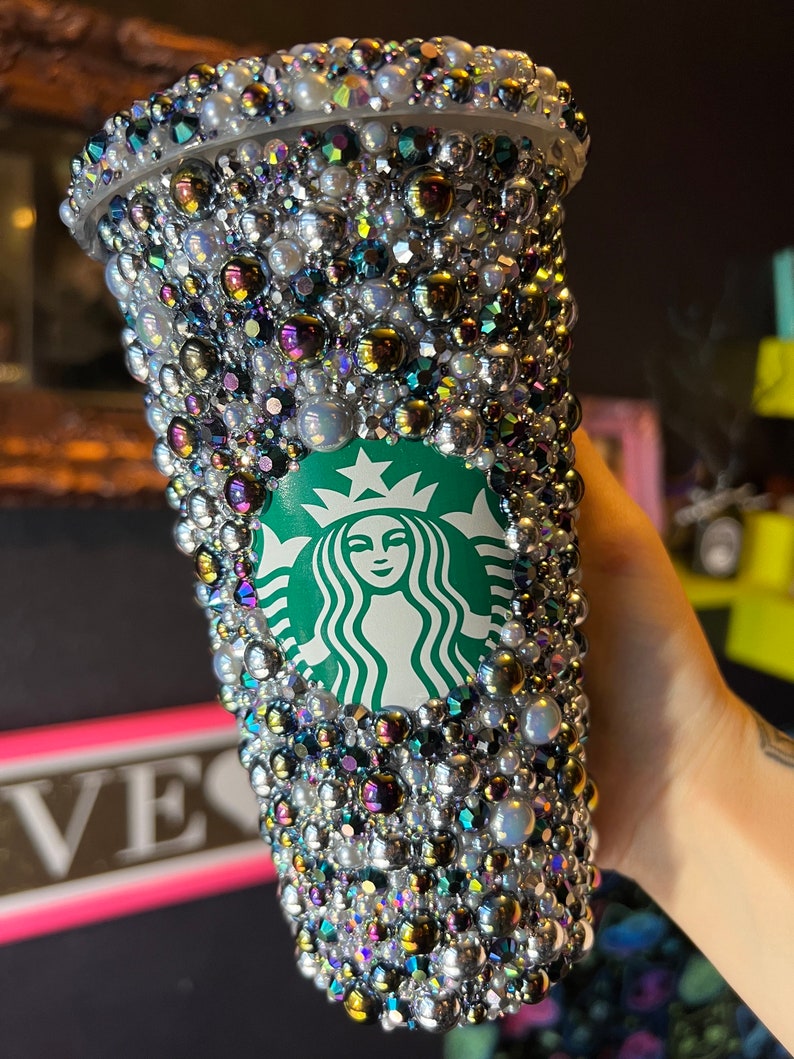 Black Magic Starbucks Tumbler, Pearls, AB Crystals Rhinestones - Etsy