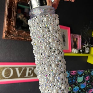 Rhinestone Tumbler, Iridescent Pearls, AB Crystals, Bling Water Bottle ...