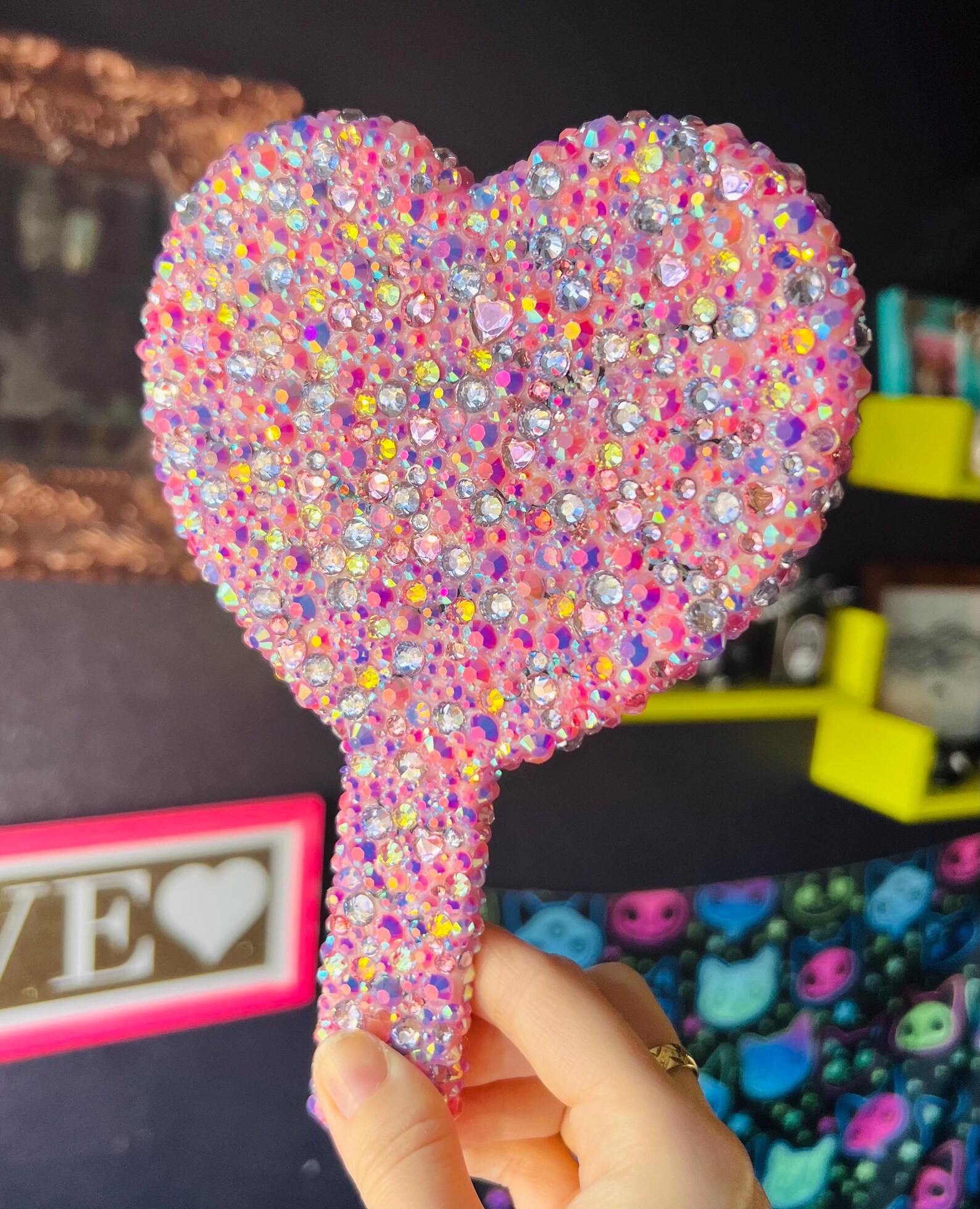 Heart Shaped Mirror Decorated With Exquisite Lilac and Pink Luna ...