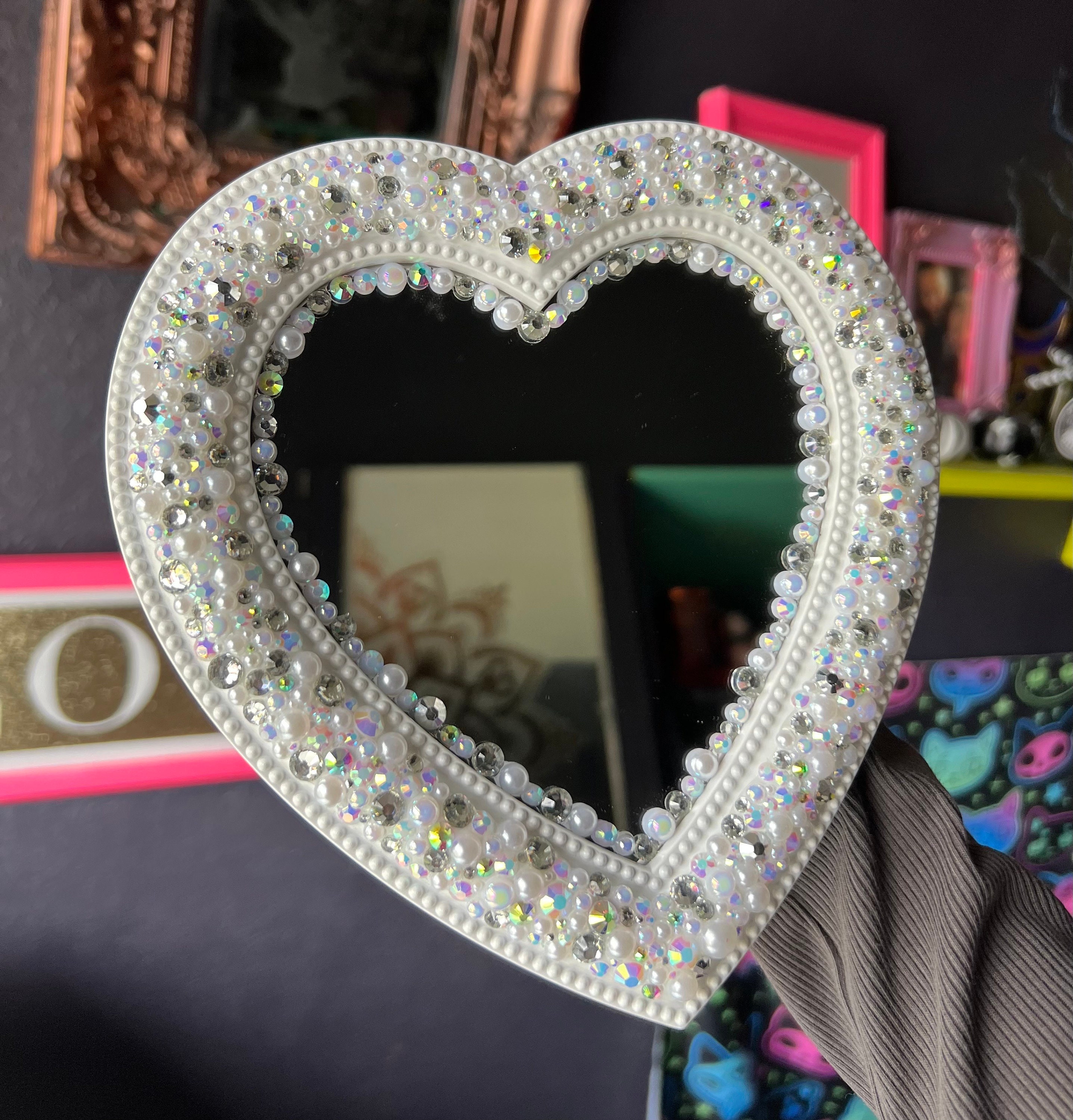 ICE PRINCESS HEART Mirror With Crystals, Pearls and Gorgeous ...