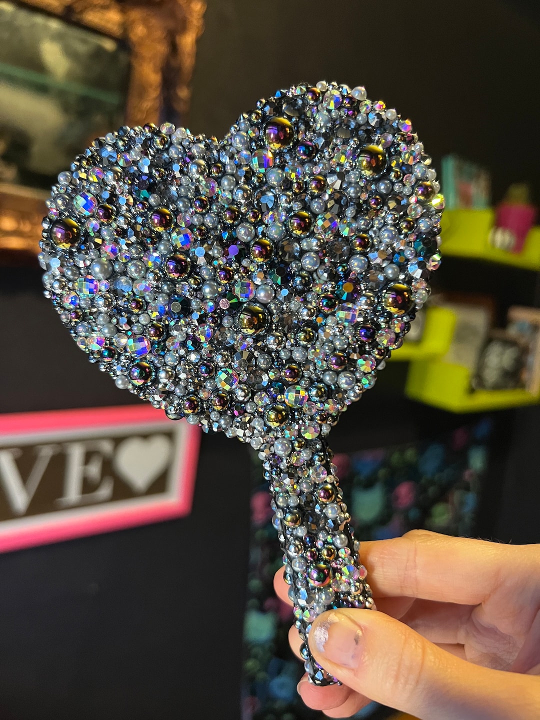 Heart Shaped Mirror Glazed in Gorgeous Pearls. Sparkling With AB ...