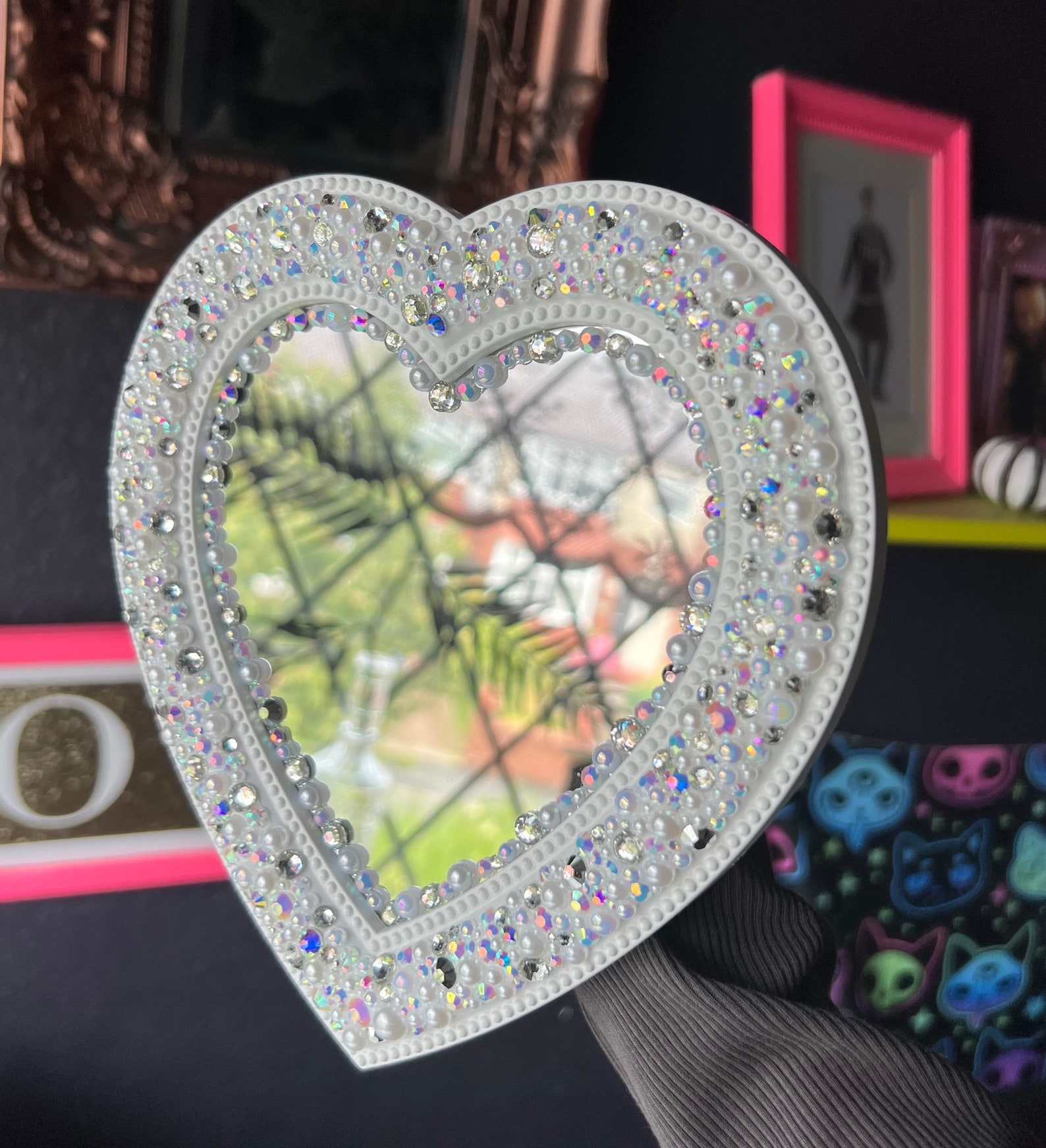 ICE PRINCESS HEART Mirror With Crystals, Pearls and Gorgeous ...