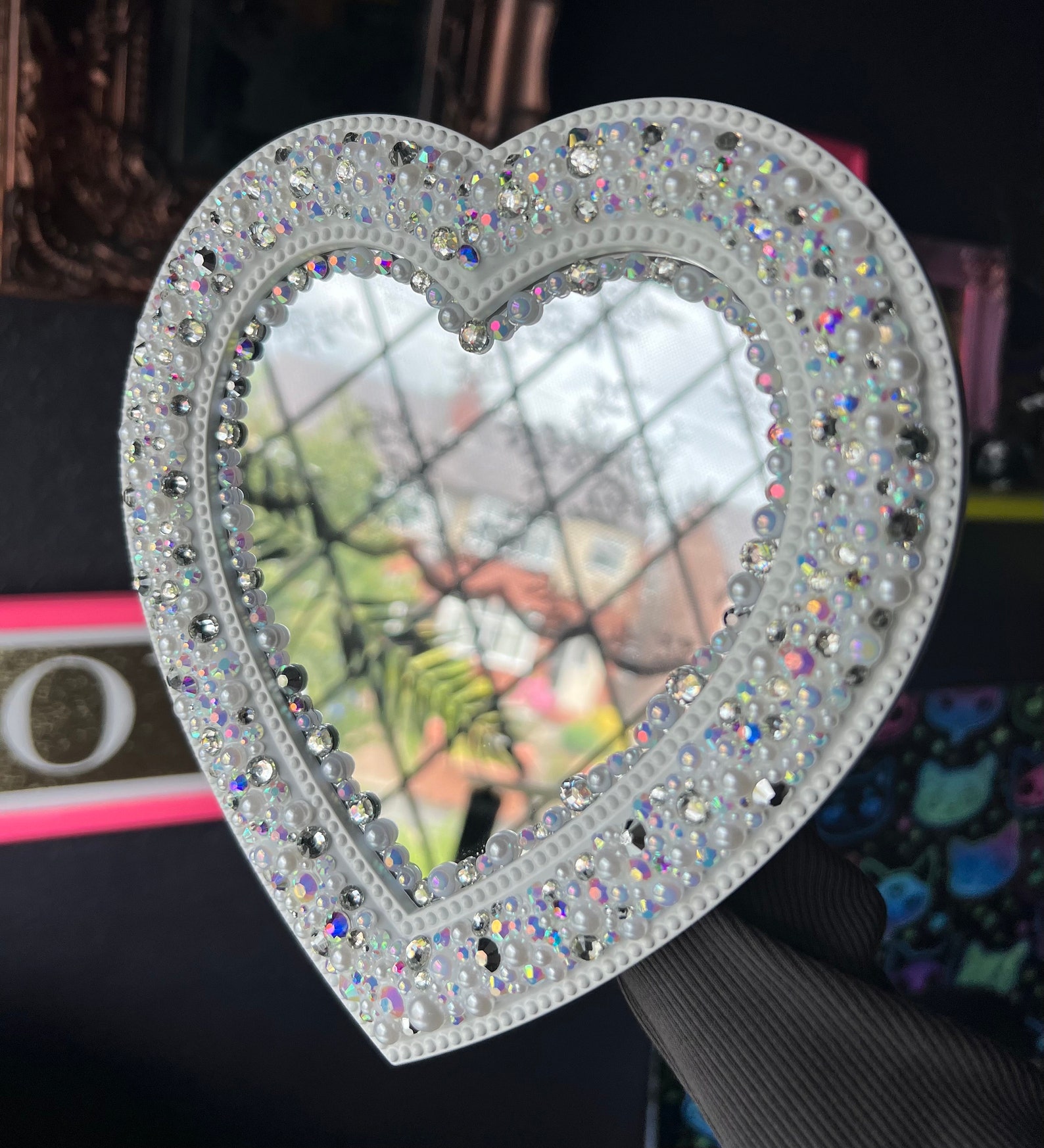 ICE PRINCESS HEART Mirror With Crystals, Pearls and Gorgeous ...