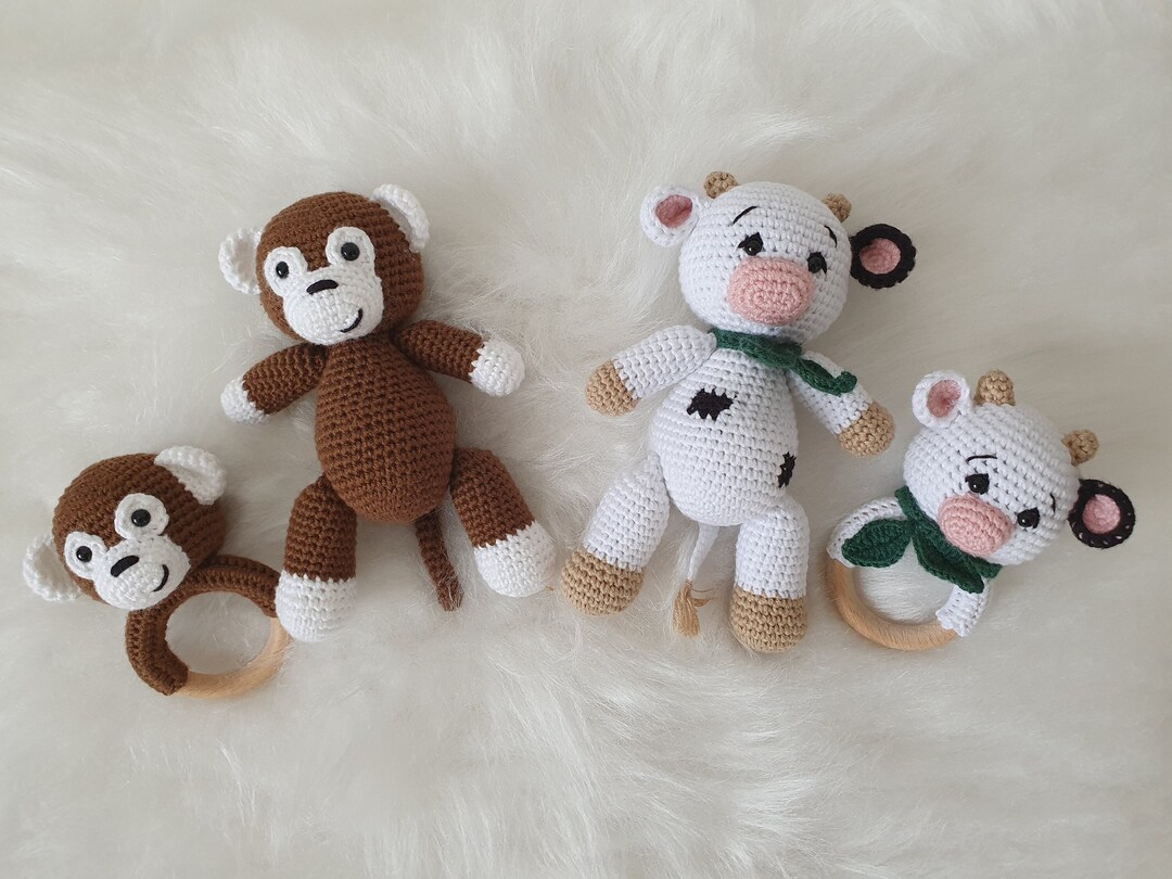 Crochet Monkey,cow Toy Set for Newborns,toys for Babies and Kids ...