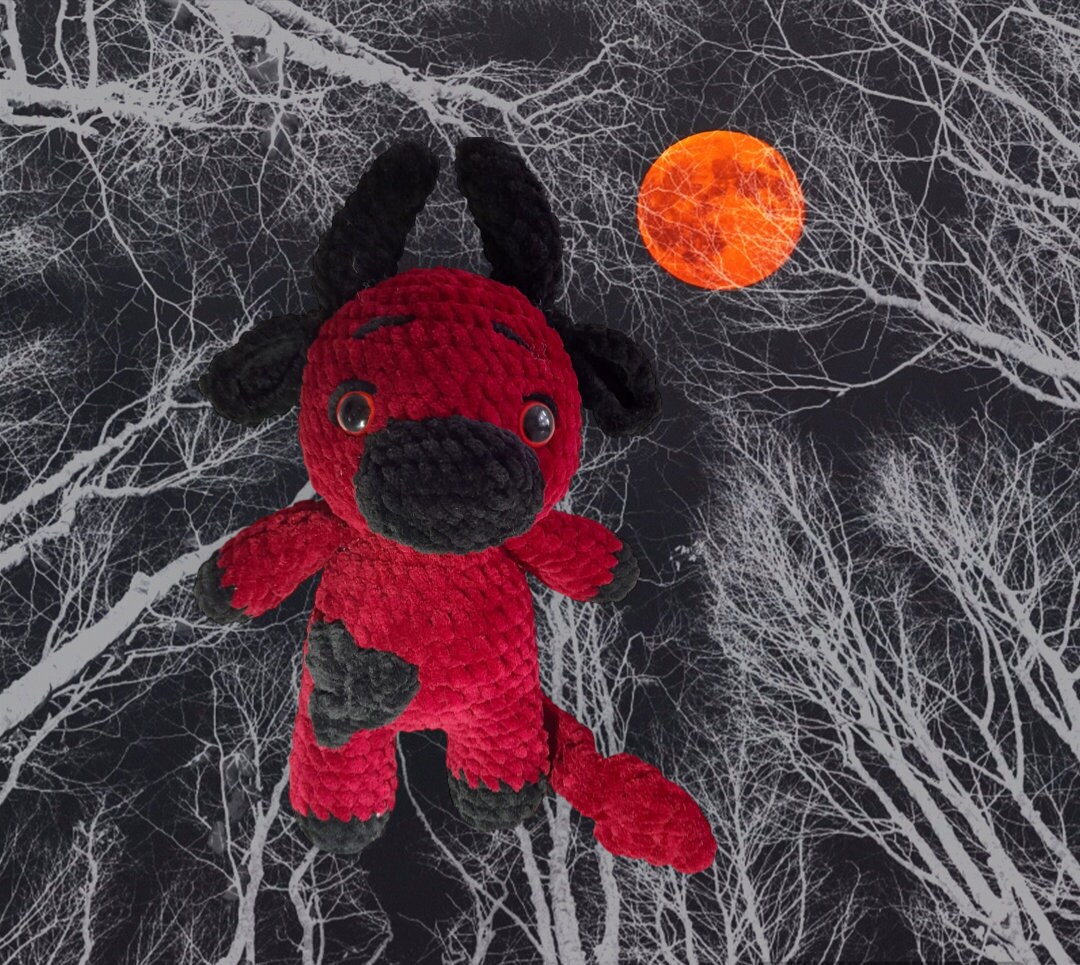 Crochet Cow, Halloween Devil Cow Plushie, Cow Plushie, Crochet Cow ...