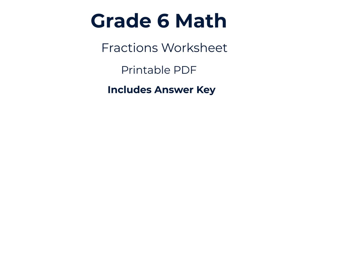 Fraction Worksheet Grade 6 Printable PDF | Answer Key Included | No ...