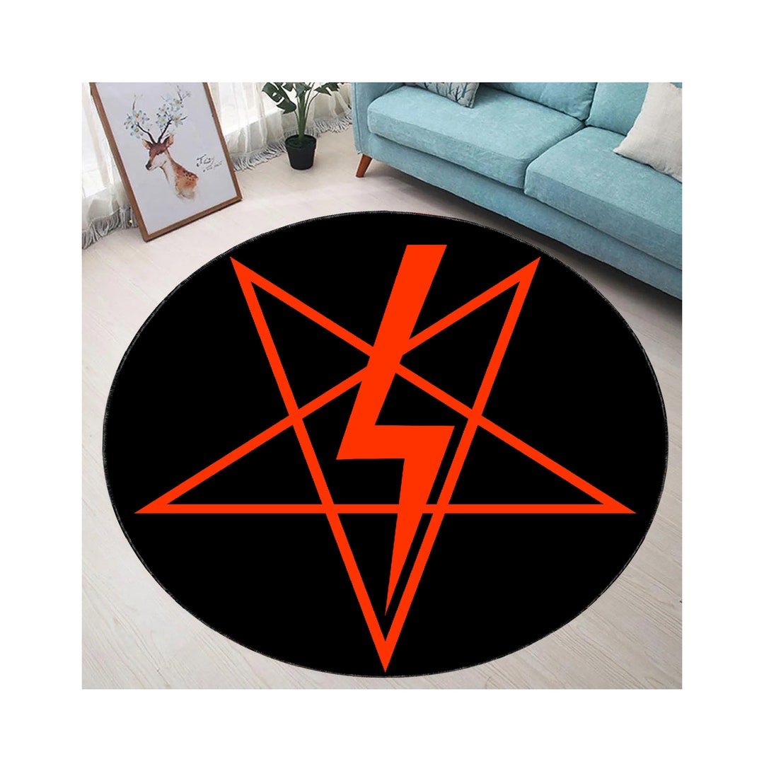 Pentagram Red Round Rug Satanic Satanic Rug Pentagram Round - Etsy