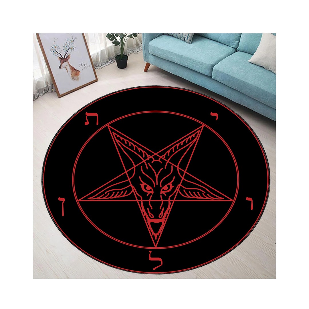 Simple Pentagram Round Carpet the Star Round Rug Satan Round - Etsy