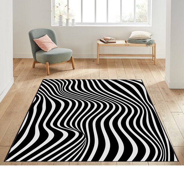 Black and White Rug - Etsy
