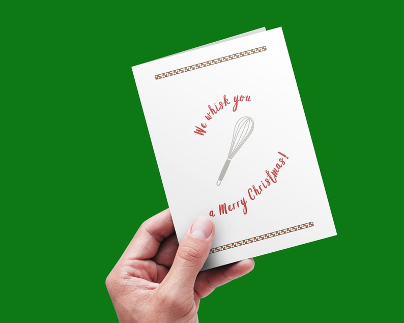 Printable 4x6 Christmas Card, Whisk You Merry Christmas - Etsy