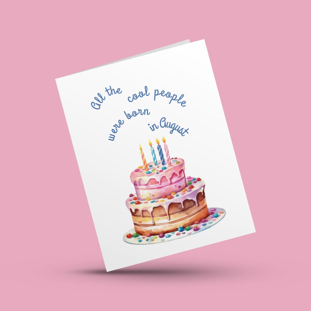 August Birthday Card, Instant Download, Printable 4x6 Greeting Card - Etsy