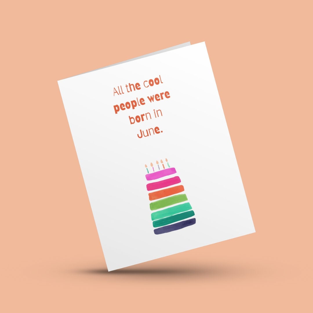 Instant Download, Printable 4x6 Greeting Card, June Birthday - Etsy