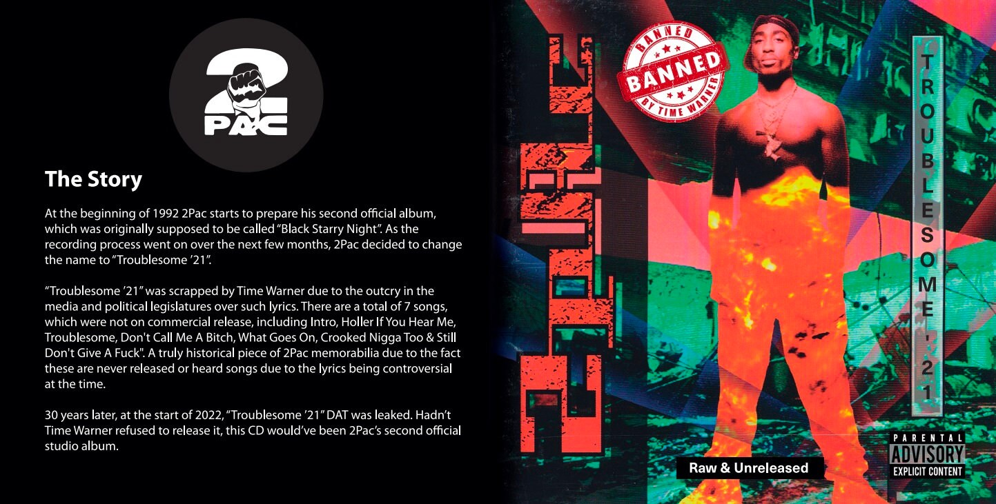 CD 2pac Troublesome '21 unreleased Album 1992 Brand - Etsy