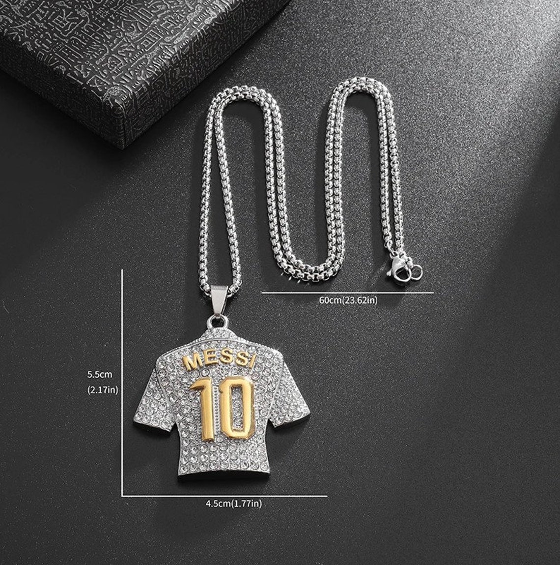Messi 10 Chain & Pendant Gold/silver With Zircon Accents Barcelona and ...