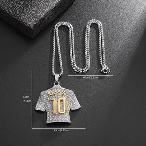 Messi 10 Chain & Pendant Gold/silver With Zircon Accents Barcelona and ...