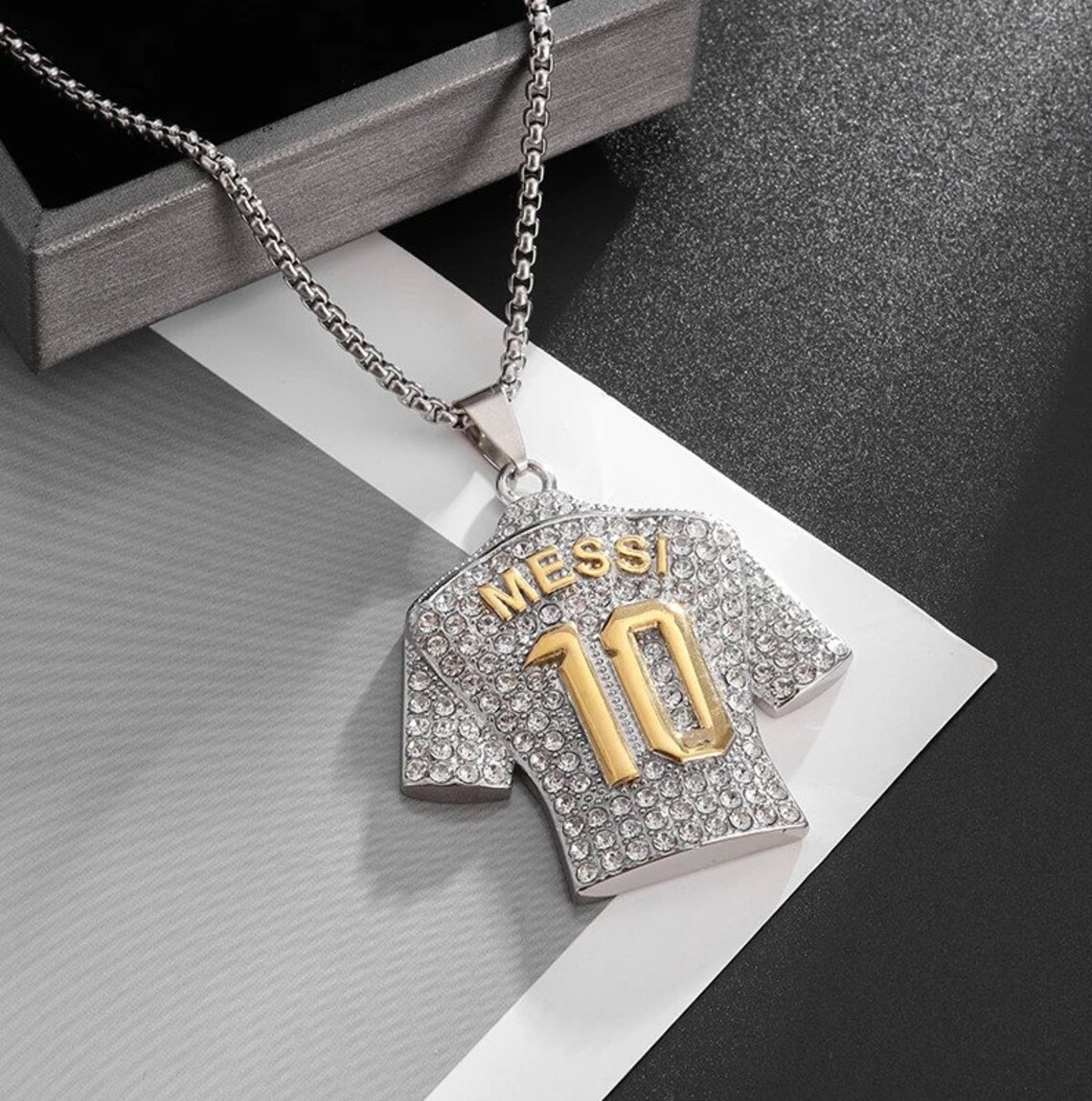 Messi 10 Chain & Pendant Gold/silver With Zircon Accents Barcelona and ...