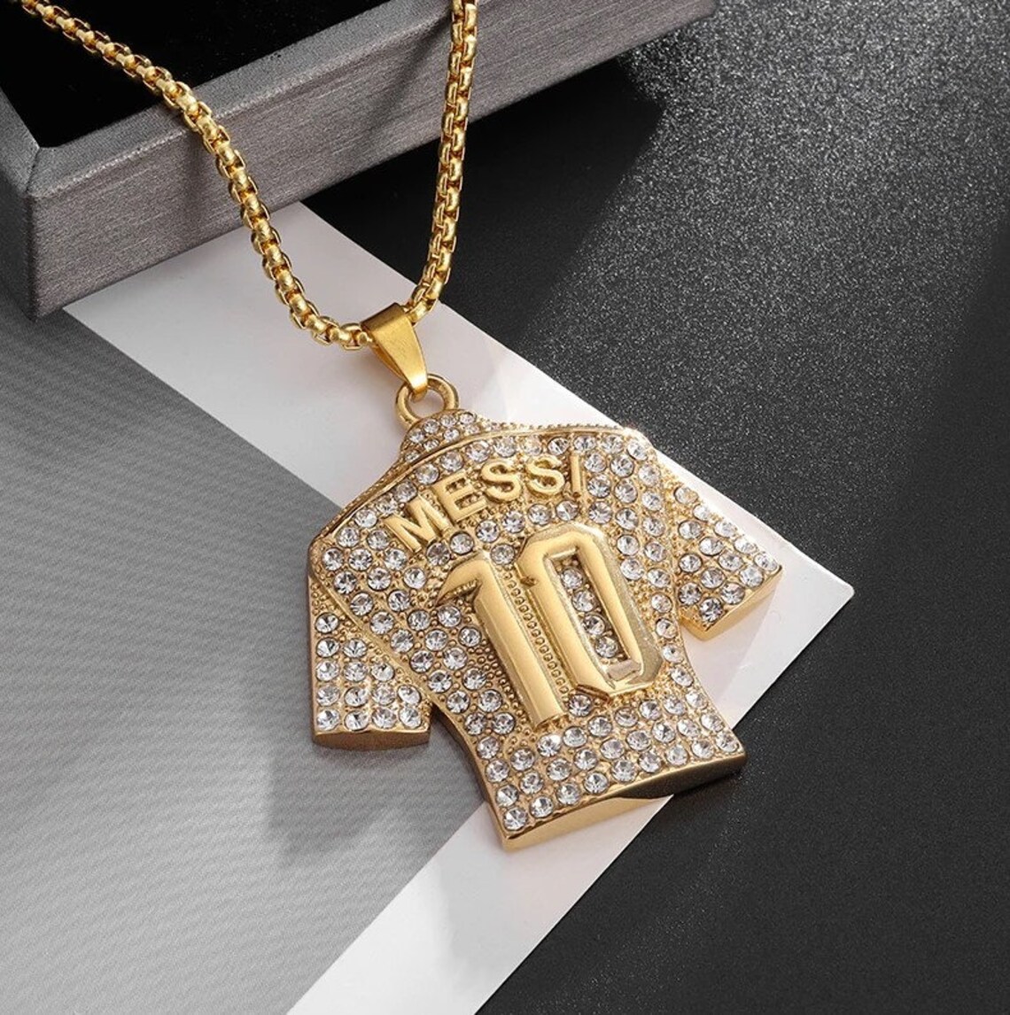 Messi 10 Chain & Pendant Gold/silver With Zircon Accents Barcelona and ...