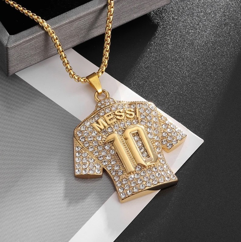 Messi 10 Chain & Pendant Gold/silver With Zircon Accents Barcelona and ...