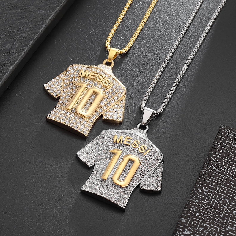 Messi 10 Chain & Pendant Gold/silver With Zircon Accents Barcelona and ...