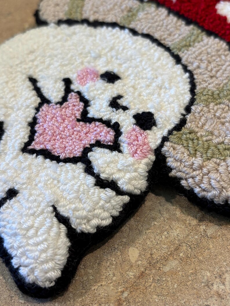 Large Cute Mushroom Kawaii Mug Rug Hand Tufted/punch Needle Coaster - Etsy