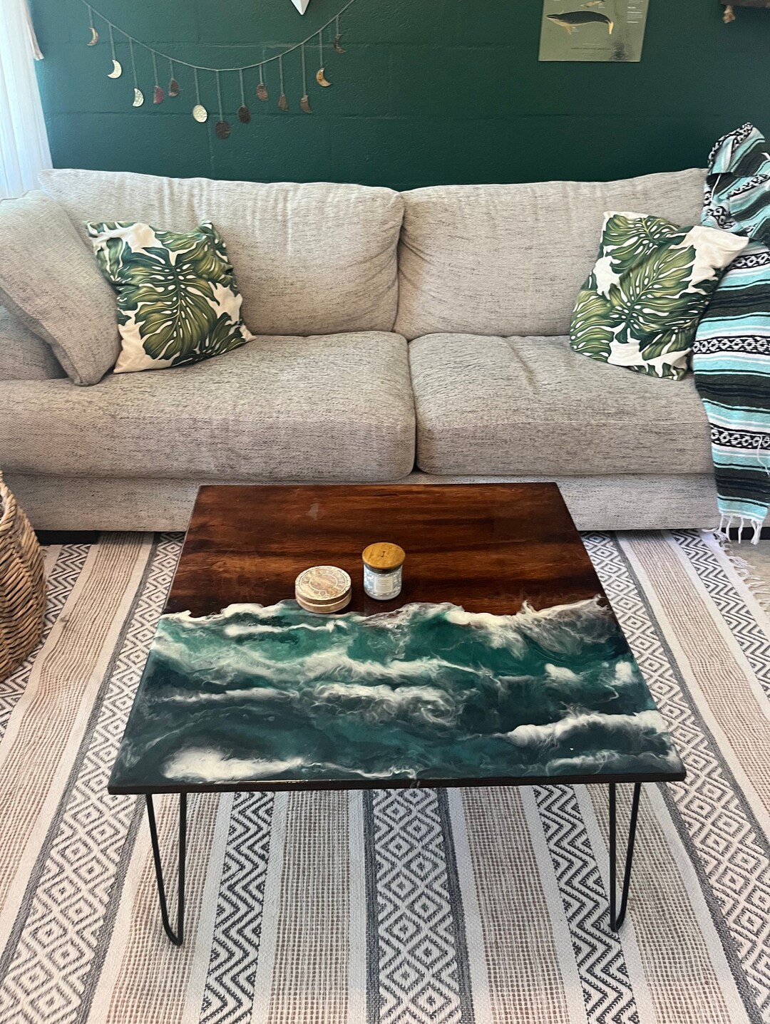 Ocean Waves Coffee Table Dark Teals - Etsy