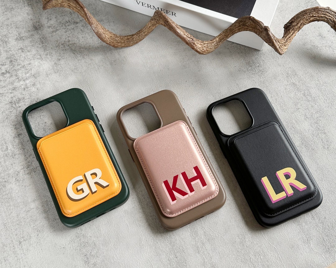 Magsafe Wallet, Personalized Initial Magsafe iPhone Wallet Card Holder ...