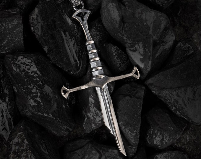 Sterling Silver Broken Sword Cross Necklace - Anduril Jewelry Silver ...