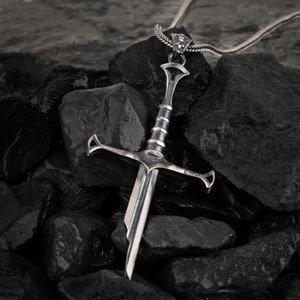 Sterling Silver Broken Sword Cross Necklace Anduril Jewelry Silver ...