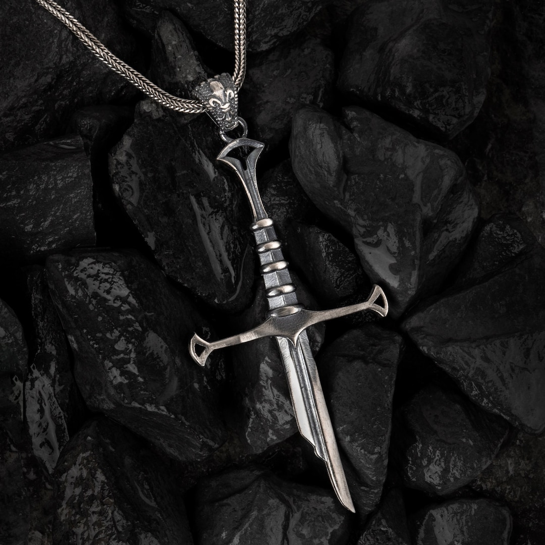 Sterling Silver Broken Sword Cross Necklace Anduril Jewelry Silver ...