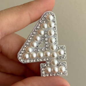 1 Pcs Numbers Patches Pearls Ombre Rhinestone Beaded Numbers Patch ...