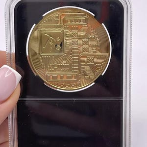 Bitcoin Physical Coin Golden Color in Rectangle Protective Case ...