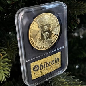 Bitcoin Physical Coin Golden Color in Rectangle Protective Case ...