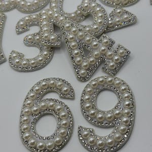 1 Pcs Large Numbers Patches Pearls Ombre Rhinestone Numbers Patch 1.9in ...