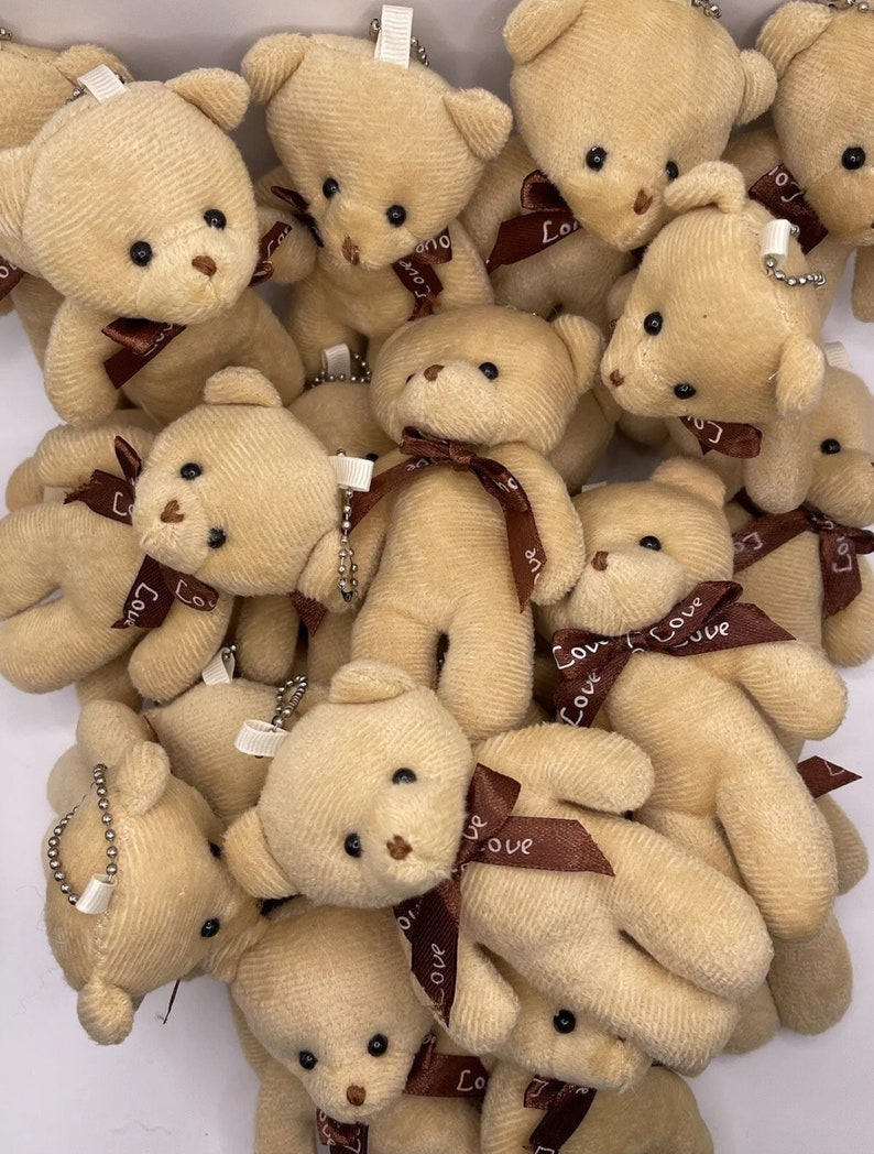 24 Teddy Bears Little Light Brown With Key Chain 4.7in Height Set, Baby ...